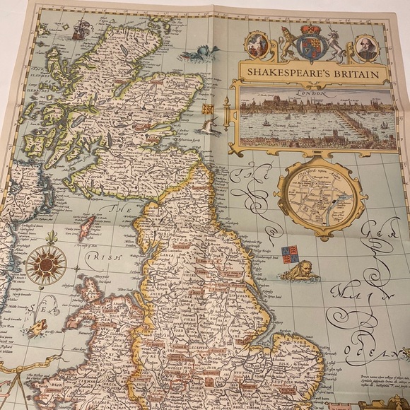 Art | 1964 Shakespeare Britain Map 25 X 19 | Poshmark